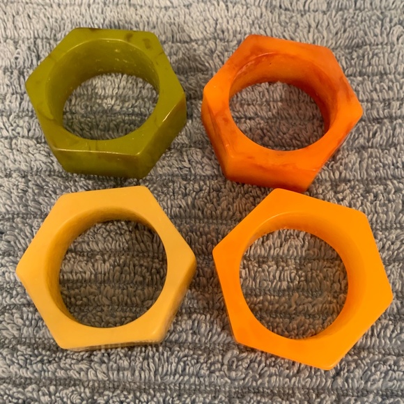 Bakelite | Dining | Vintage Bakelite Napkin Rings Hexagon Shapegreat ...